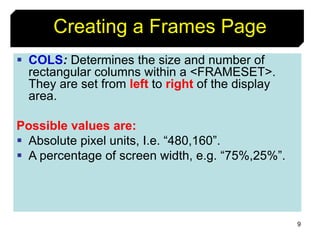 Frames.ppt | Web Design and HTML | Internet