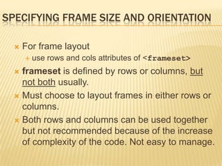 Html Frames | PPTX | Web Design and HTML | Internet