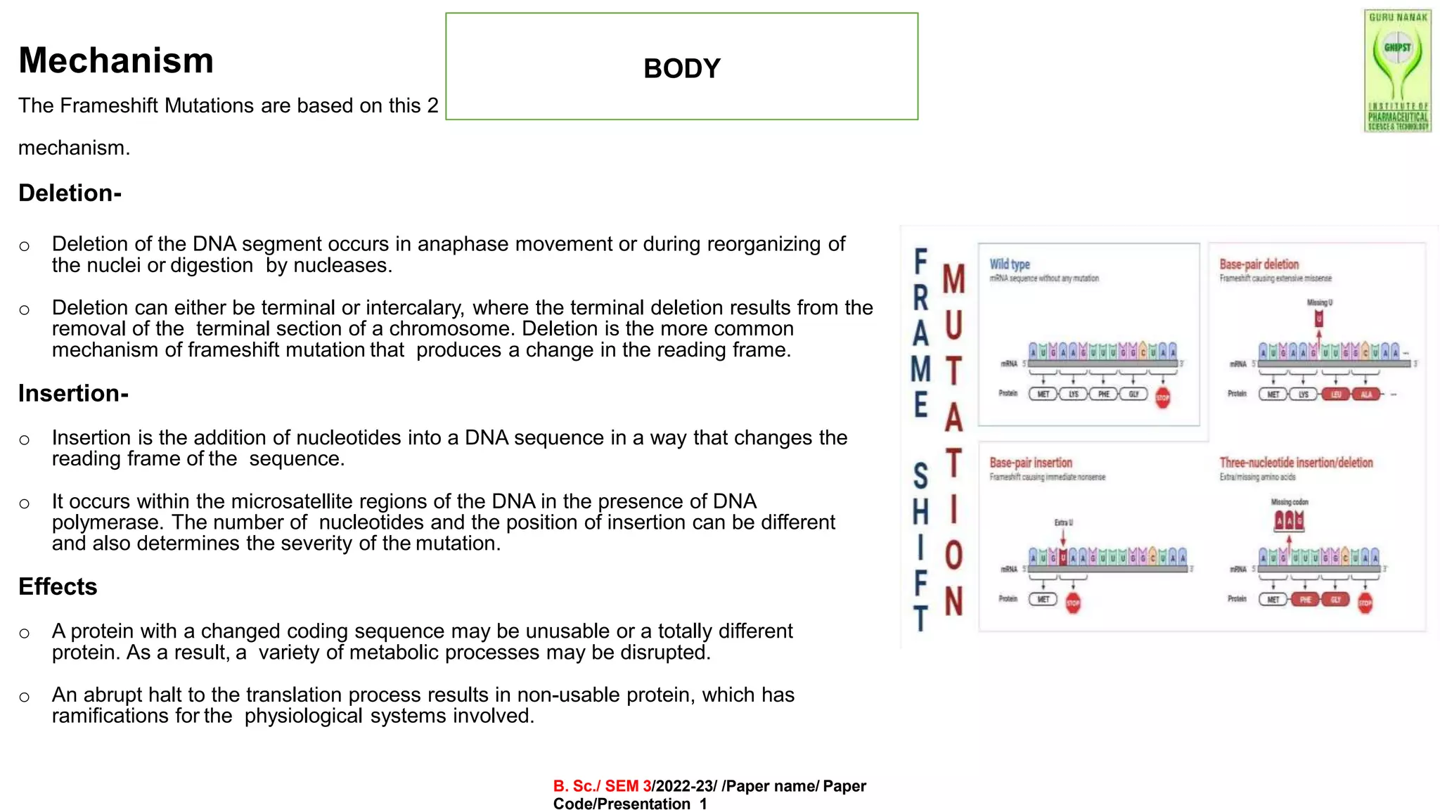 Frame Shift Mutation Pptpdf