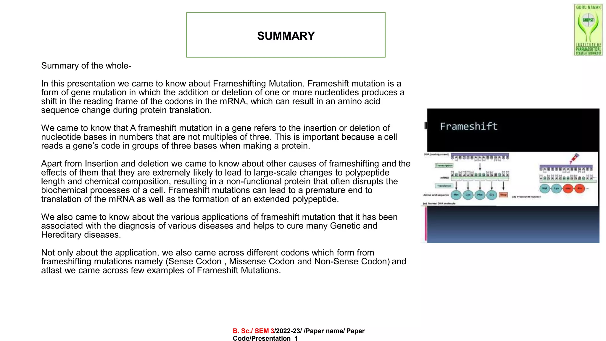 Frame Shift Mutation Pptpdf