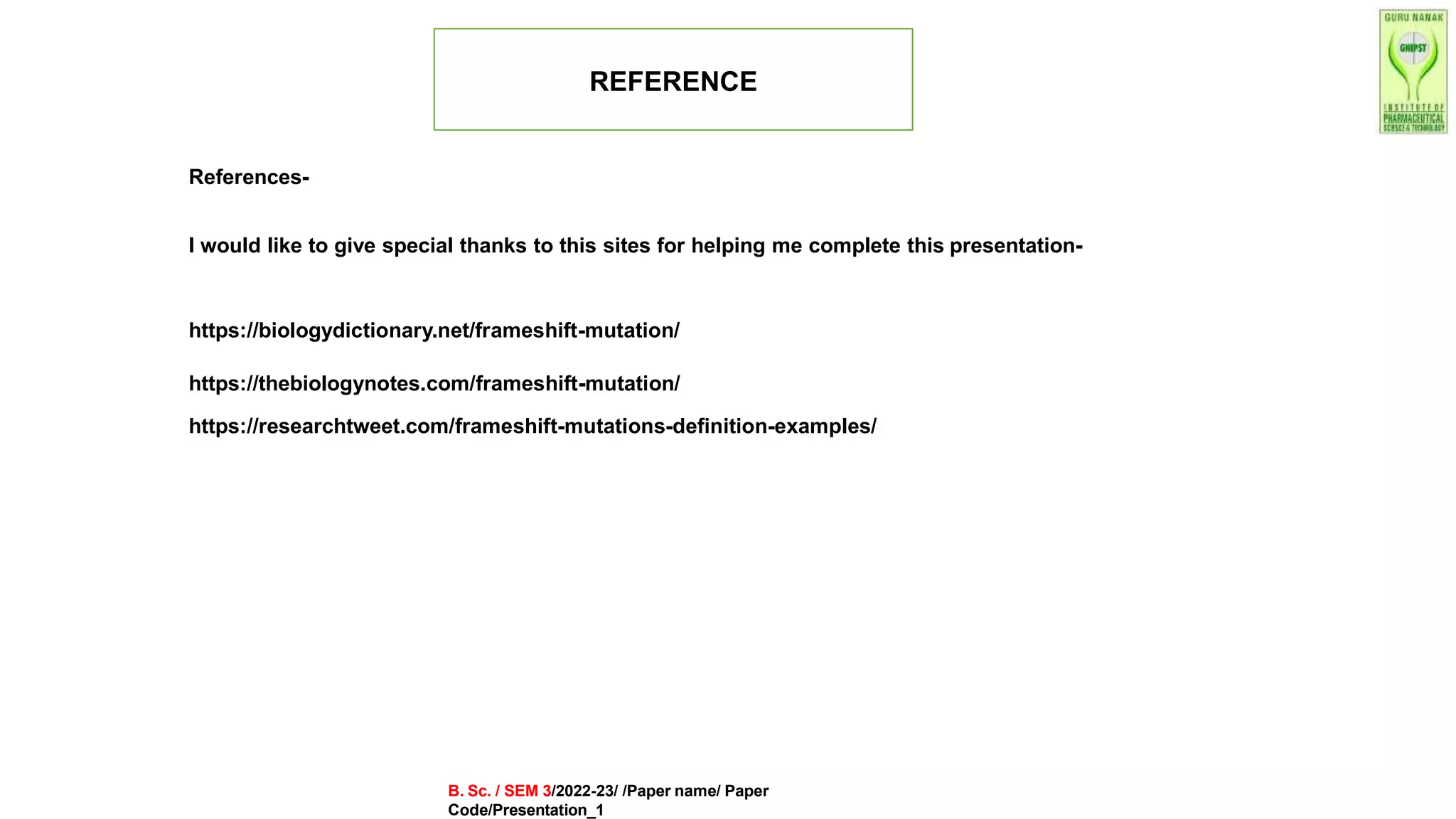 Frame Shift Mutation Pptpdf
