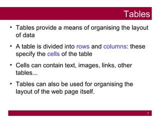 Frames tables forms | PPT | Web Design and HTML | Internet