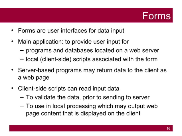 Frames tables forms | PPT | Web Design and HTML | Internet