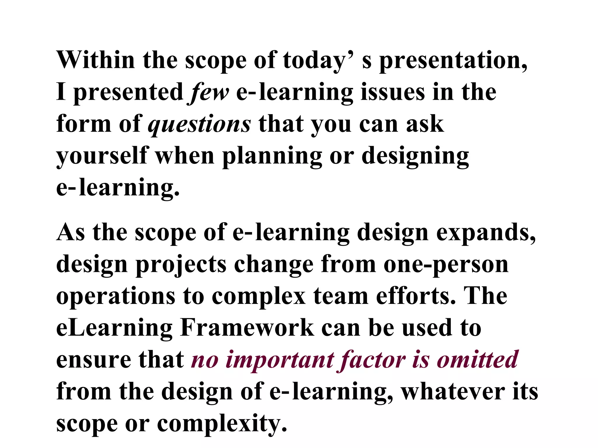 eLearning Framework | PPT