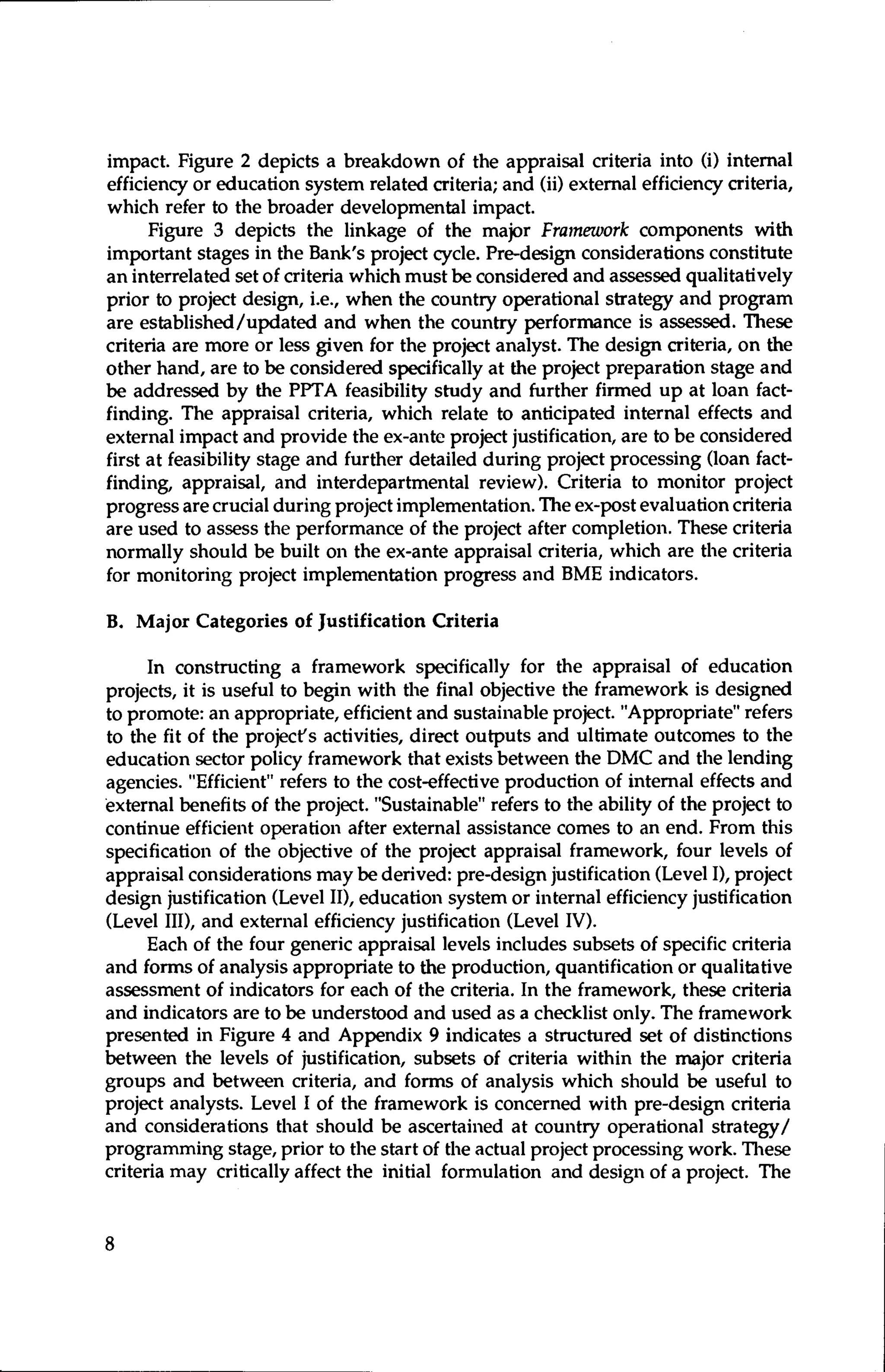 Framework criteria-appraisal-socioeconomic-justification-education-projects | PDF