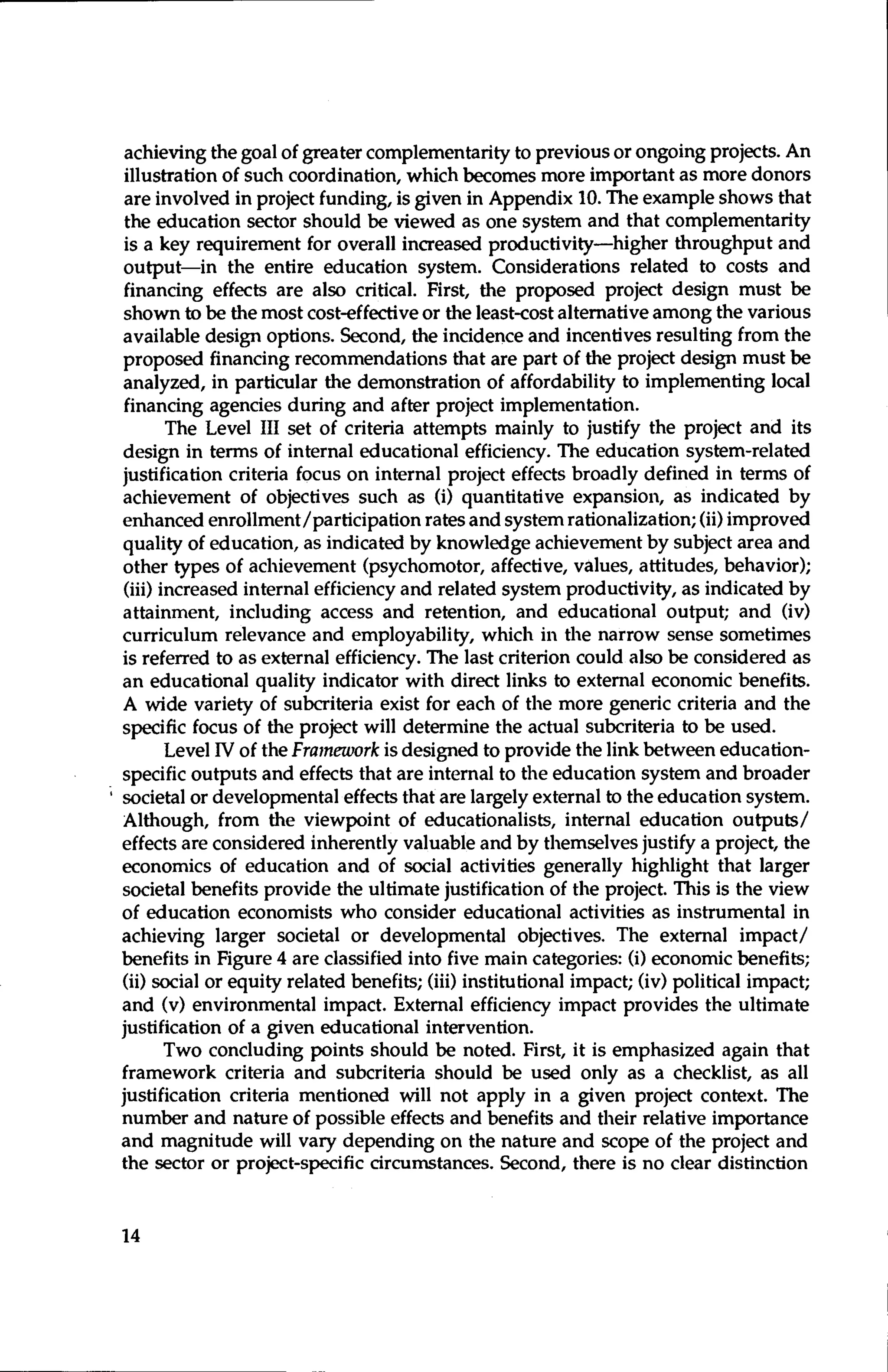 Framework criteria-appraisal-socioeconomic-justification-education ...
