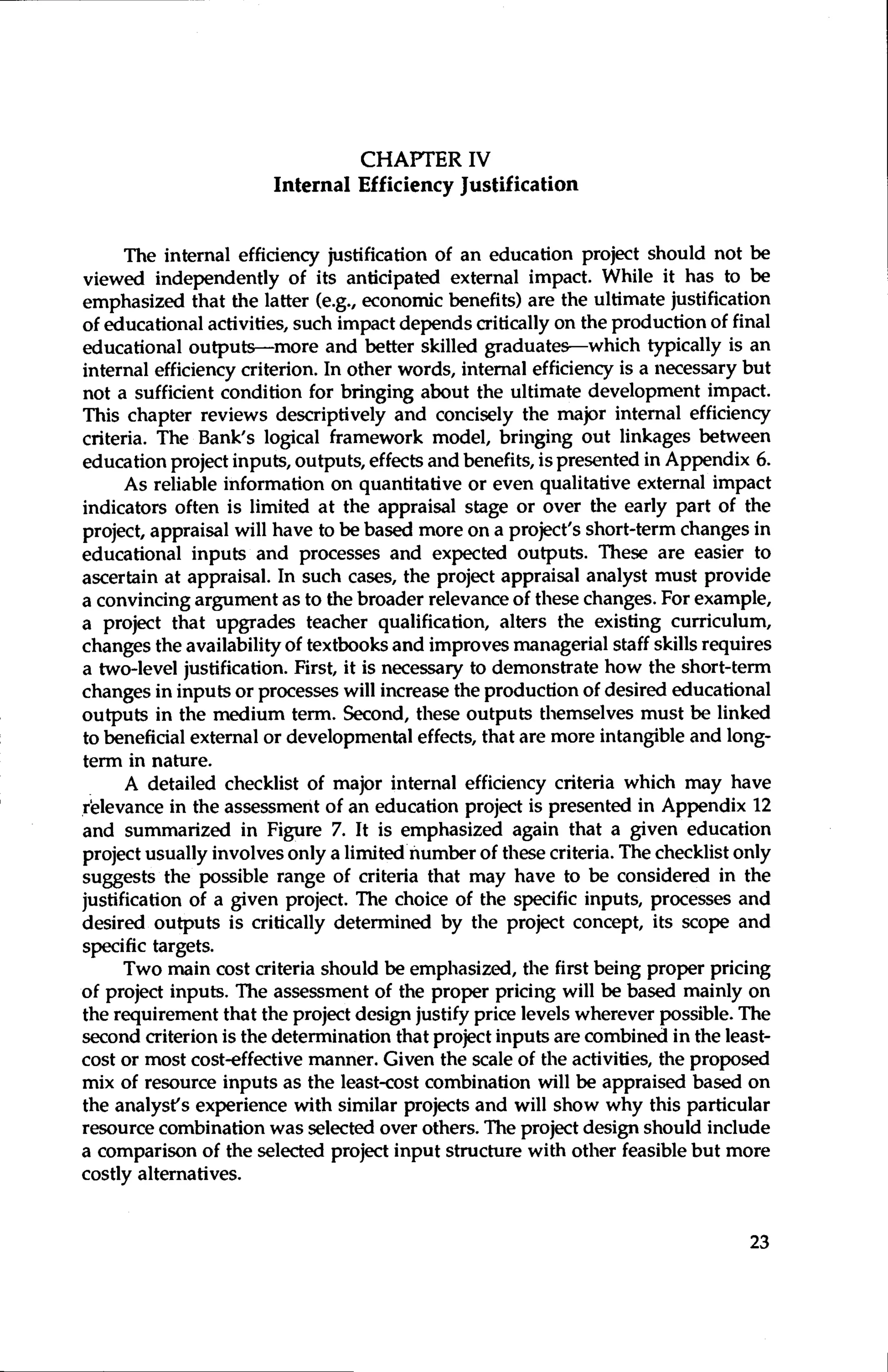 Framework criteria-appraisal-socioeconomic-justification-education-projects | PDF