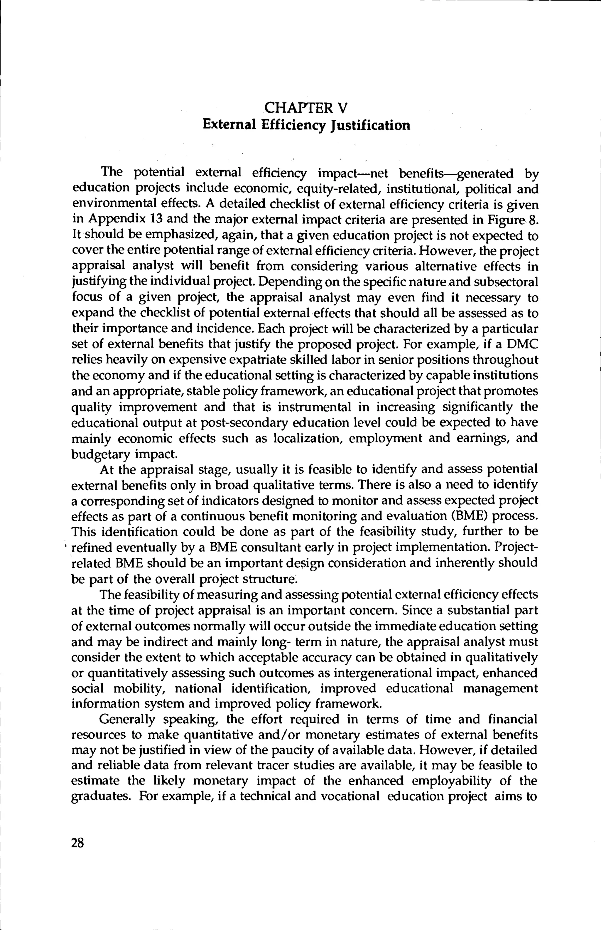 Framework criteria-appraisal-socioeconomic-justification-education ...