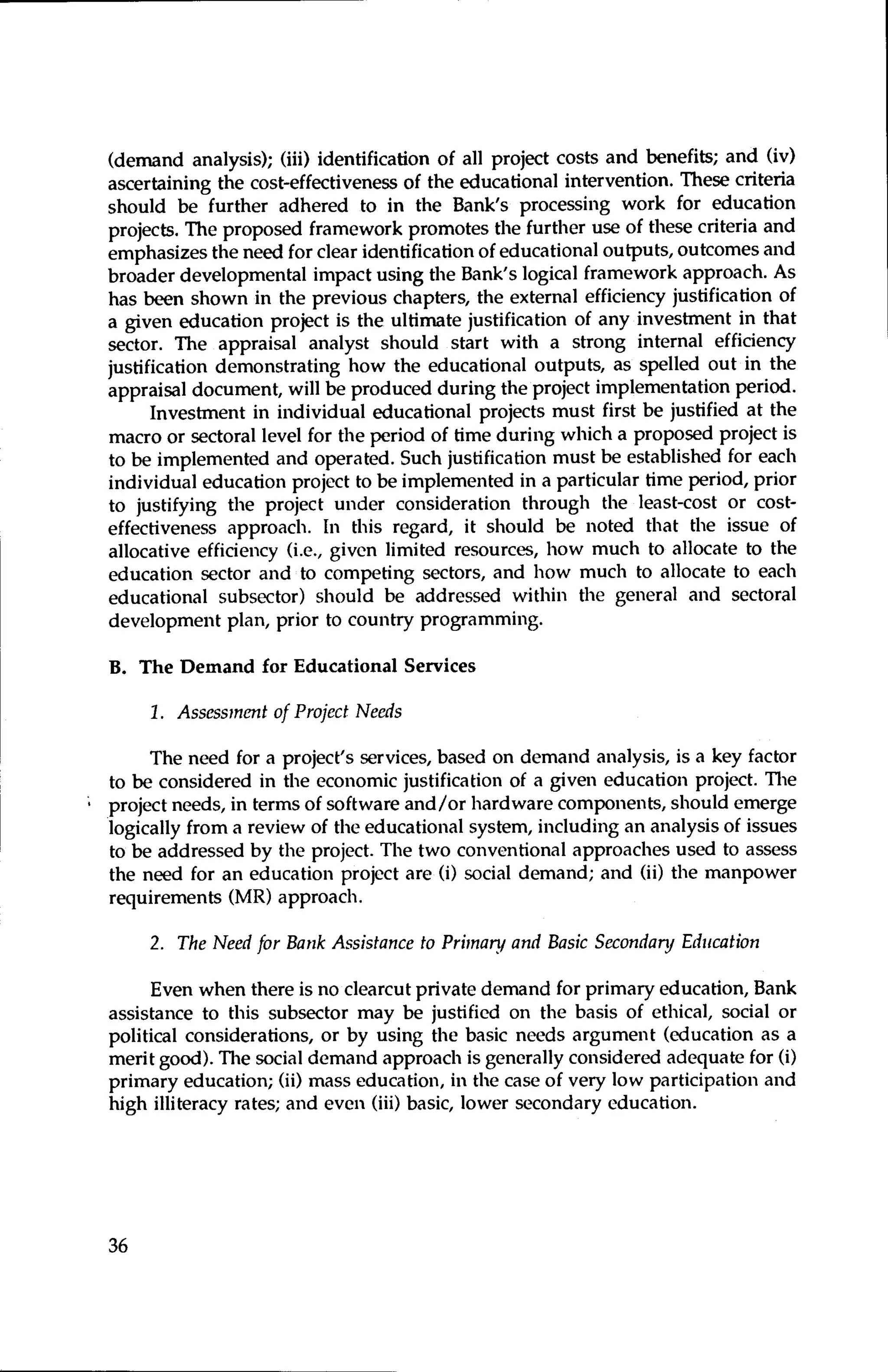 Framework criteria-appraisal-socioeconomic-justification-education ...
