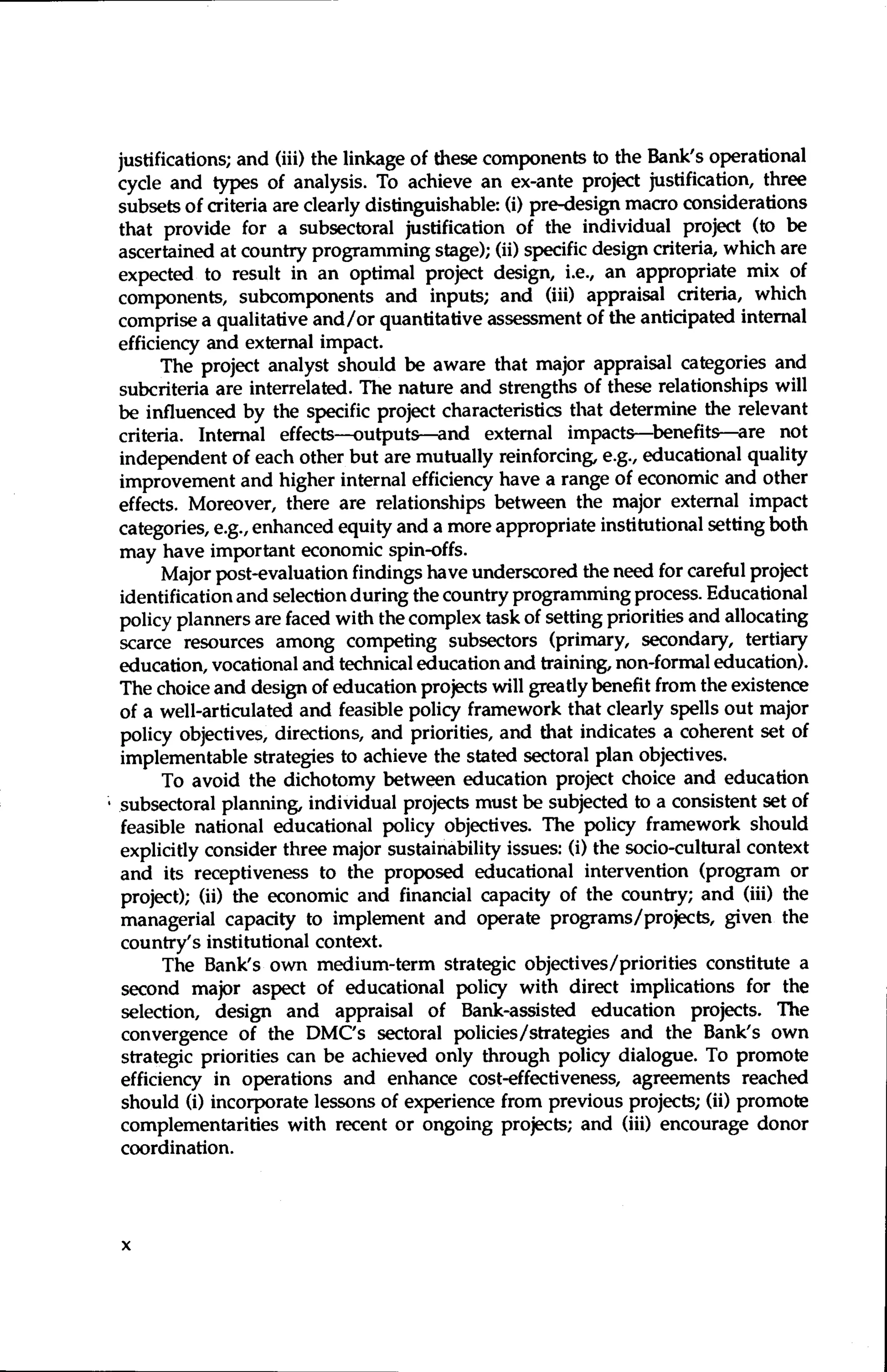 Framework criteria-appraisal-socioeconomic-justification-education ...