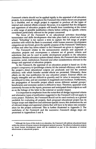 Framework criteria-appraisal-socioeconomic-justification-education ...