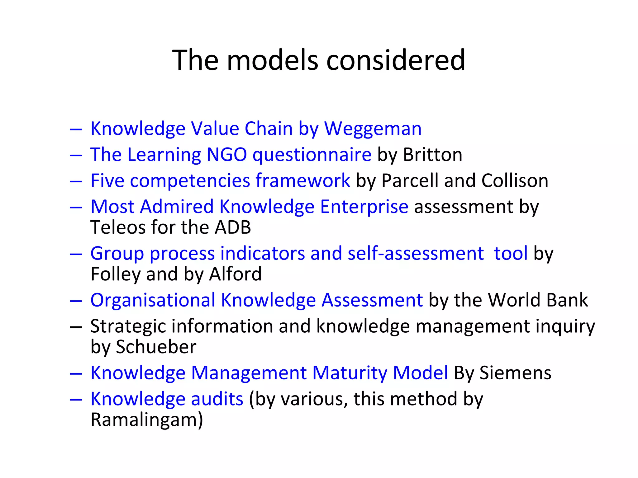Framework For A Cross Organisational Comparison Of Knowledge Management | PPT