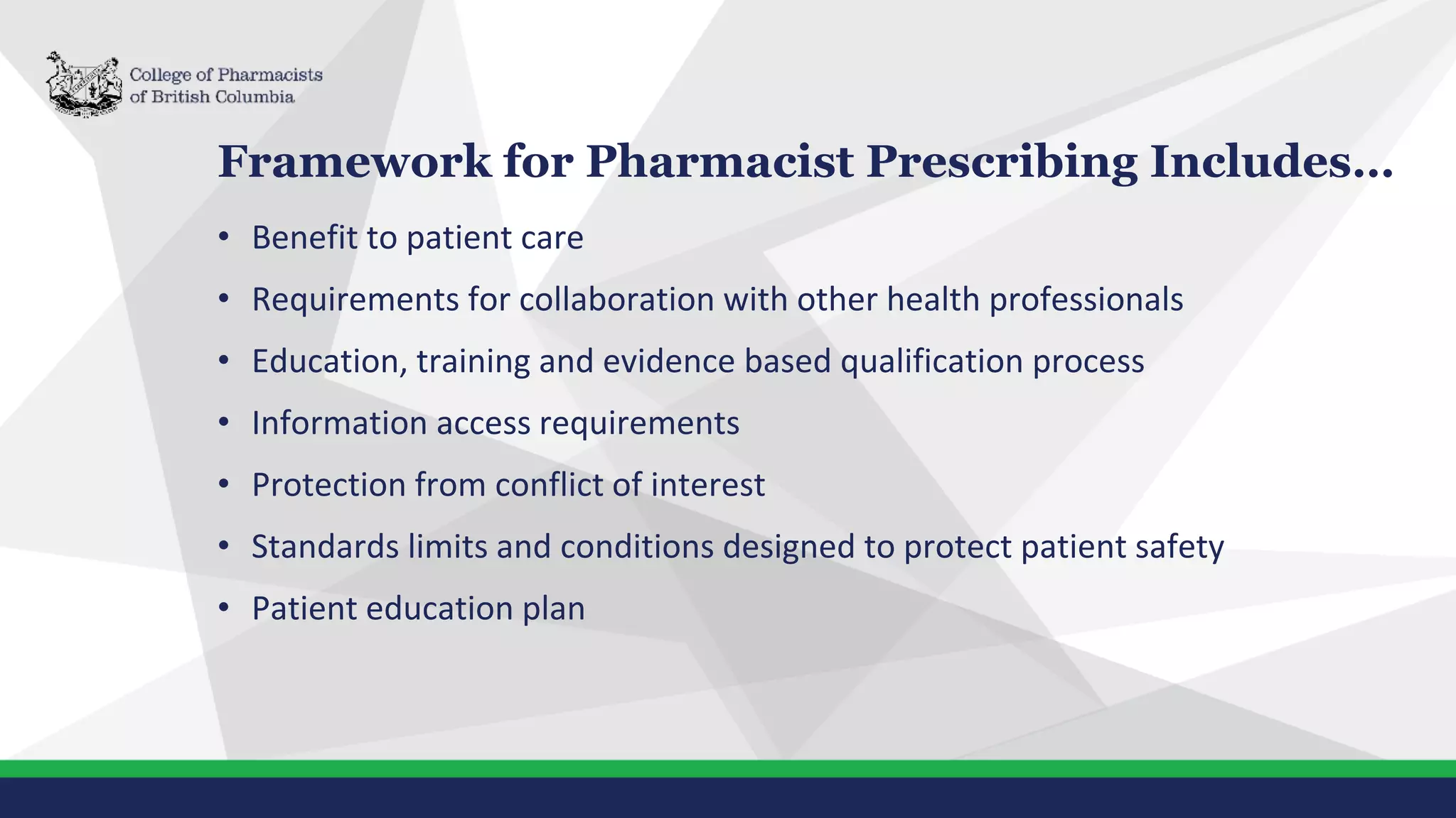Framework for Pharmacist Prescribing in BC | PPTX | Pharmaceutical ...
