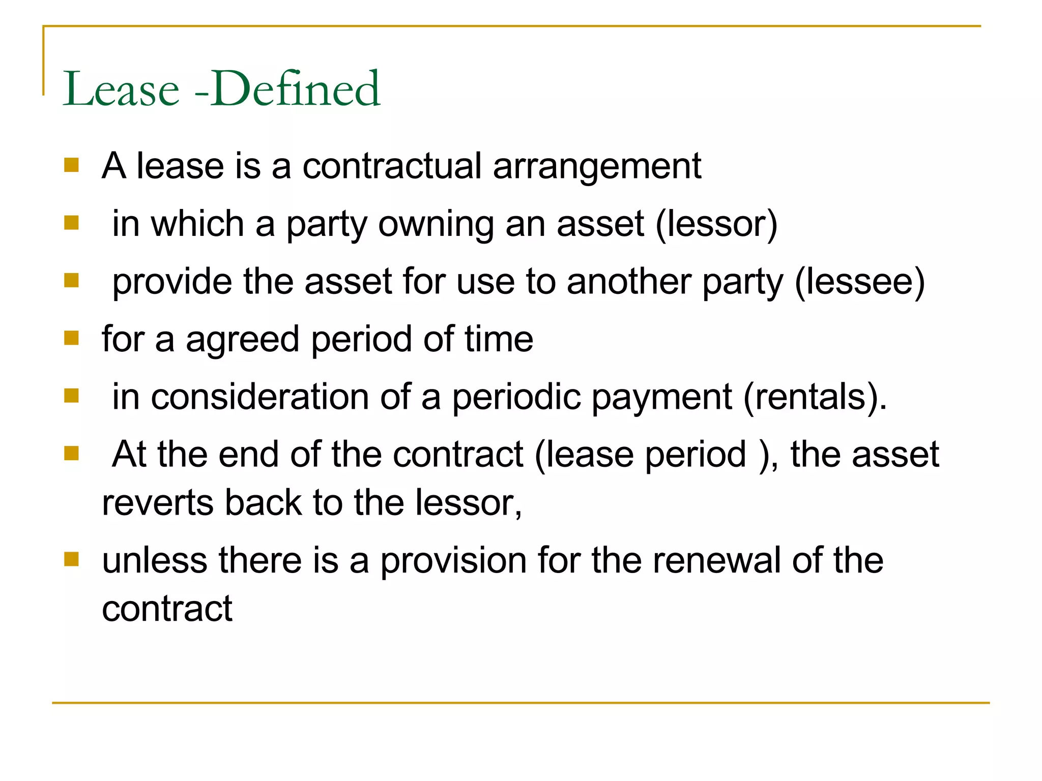 Framework of Leasing | PPT