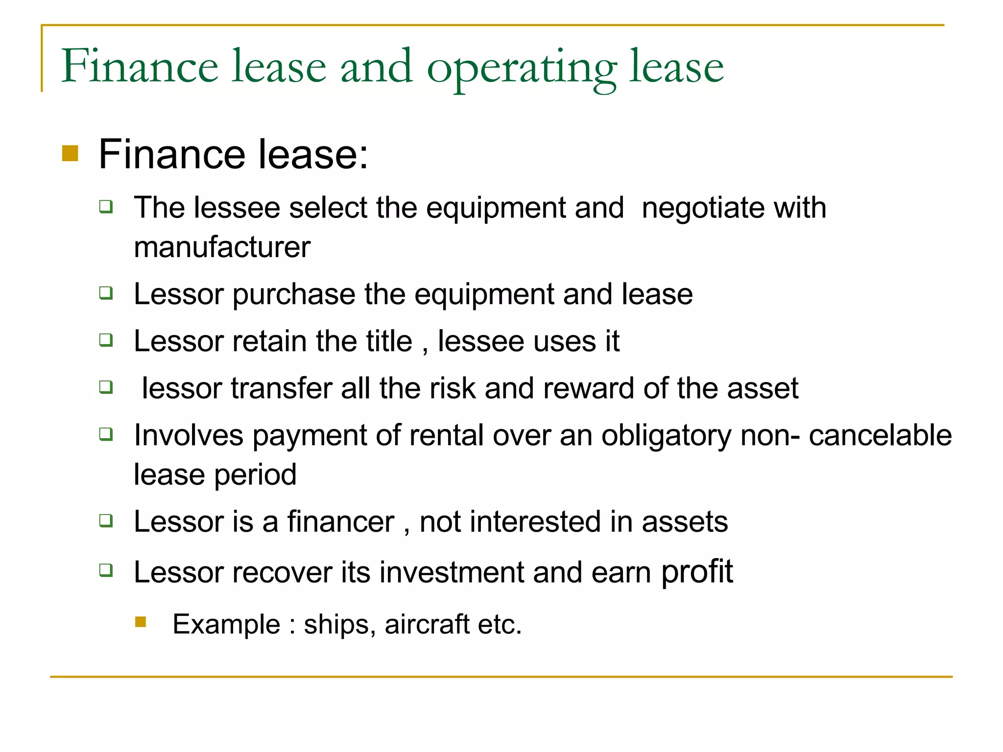Framework of Leasing | PPT