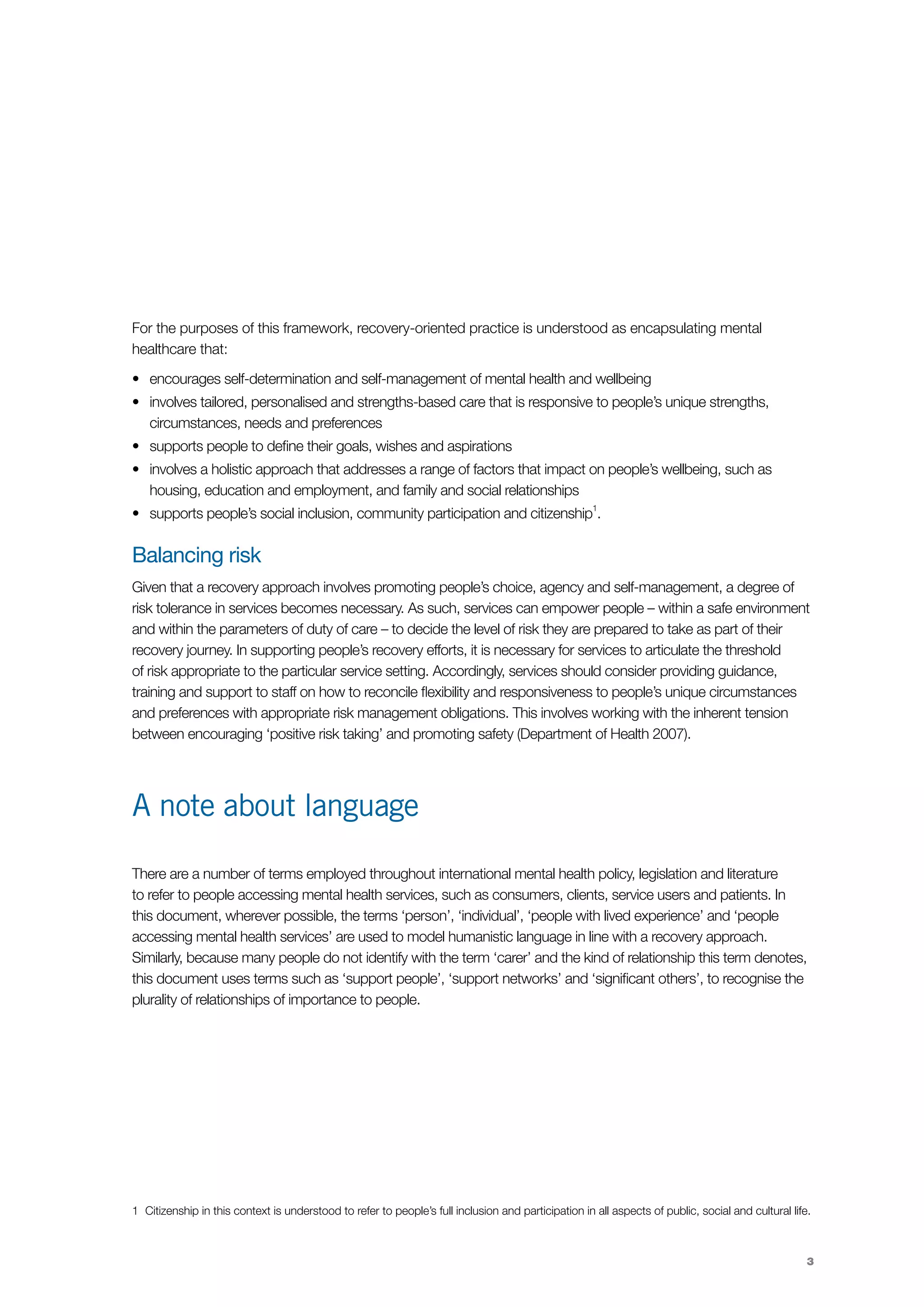 Framework for Recovery Oriented Practice | PDF