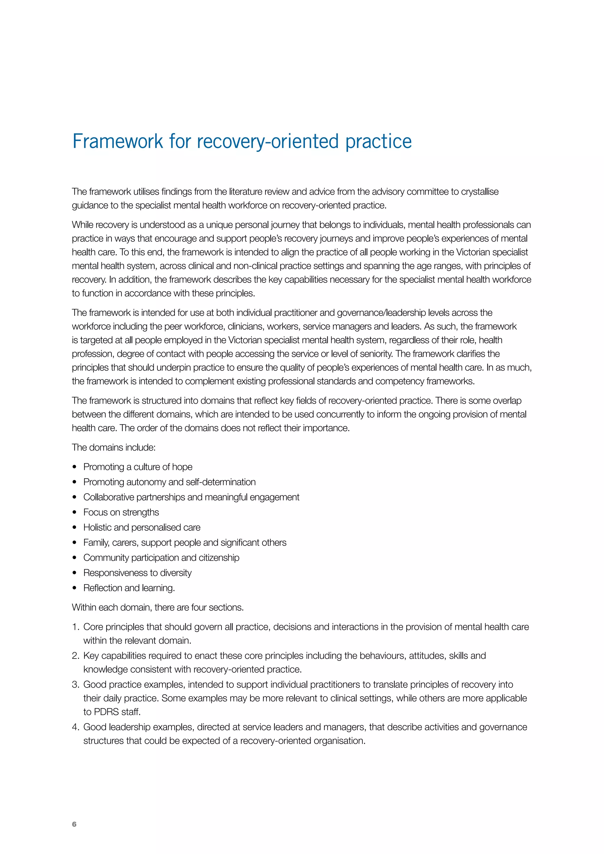 Framework for Recovery Oriented Practice | PDF