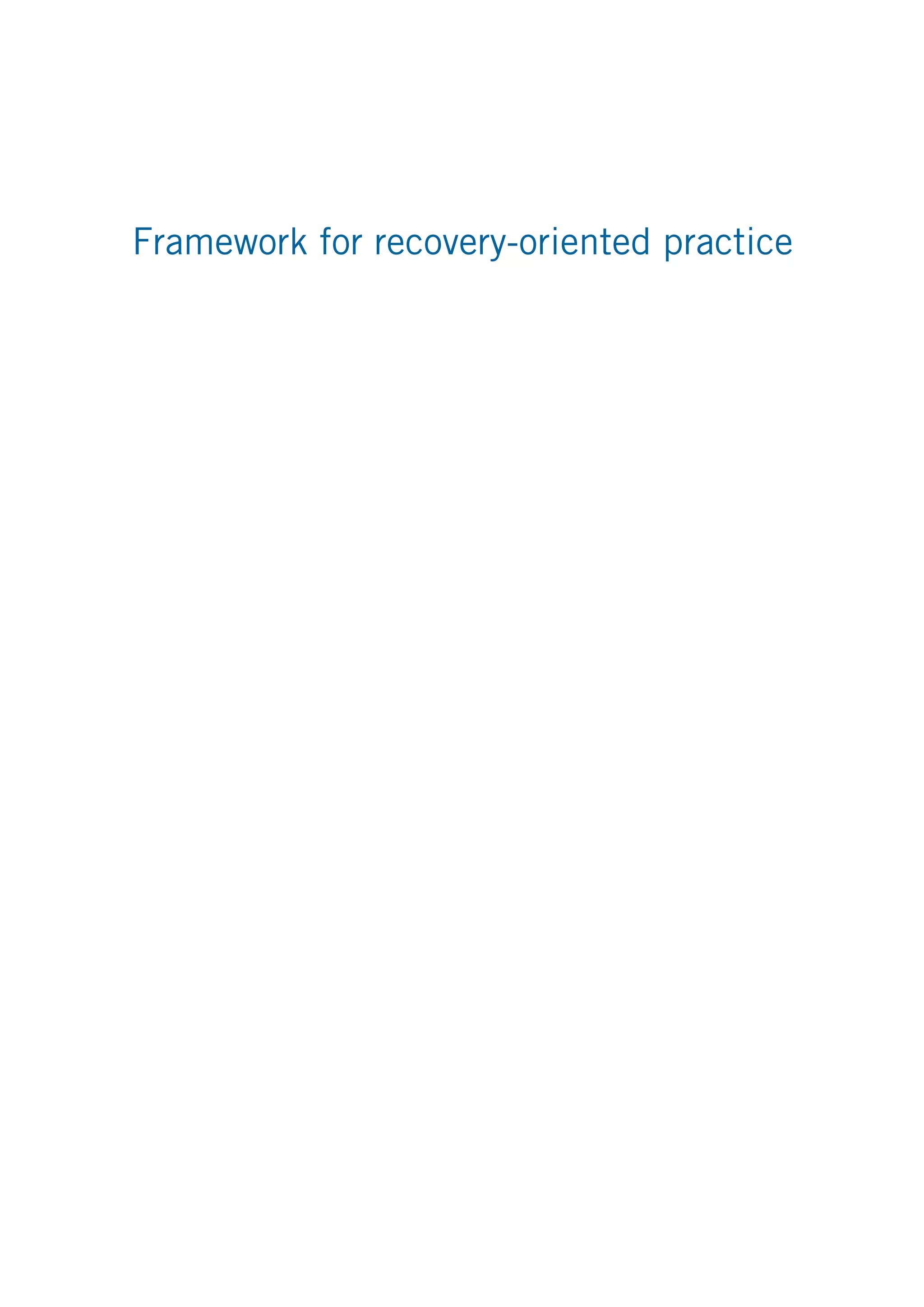 Framework for Recovery Oriented Practice | PDF