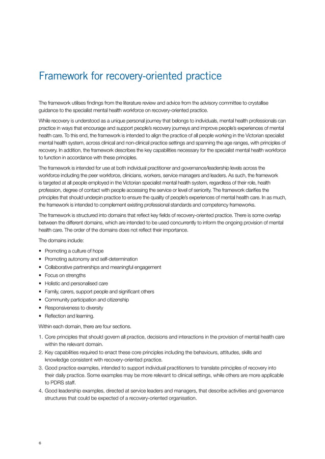 Framework for Recovery Oriented Practice | PDF