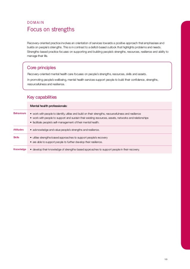 Framework for Recovery Oriented Practice