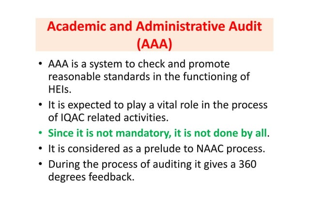 Framework for academic and administrative audit | PDF