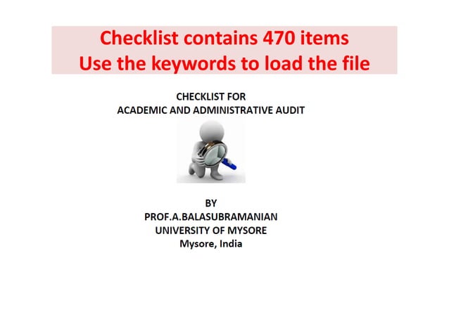 Framework for academic and administrative audit | PDF