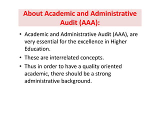 Framework for academic and administrative audit | PDF