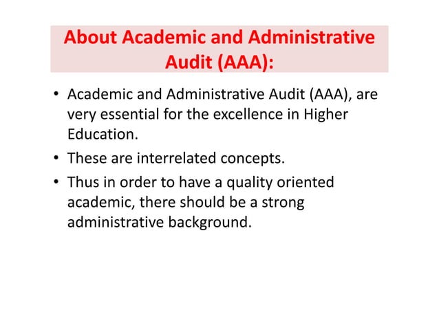 Framework for academic and administrative audit | PDF