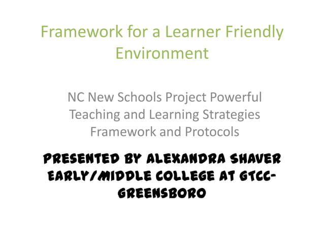 Framework for a Learner Friendly Environment | PPTX | Homework and ...