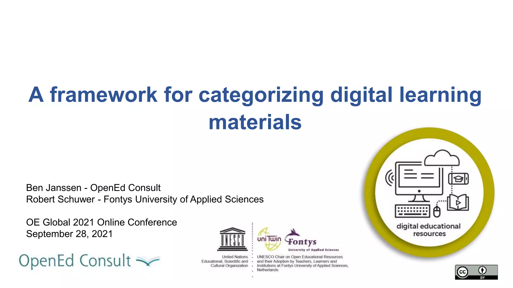 Framework for categorizing digital learning materials | PPT