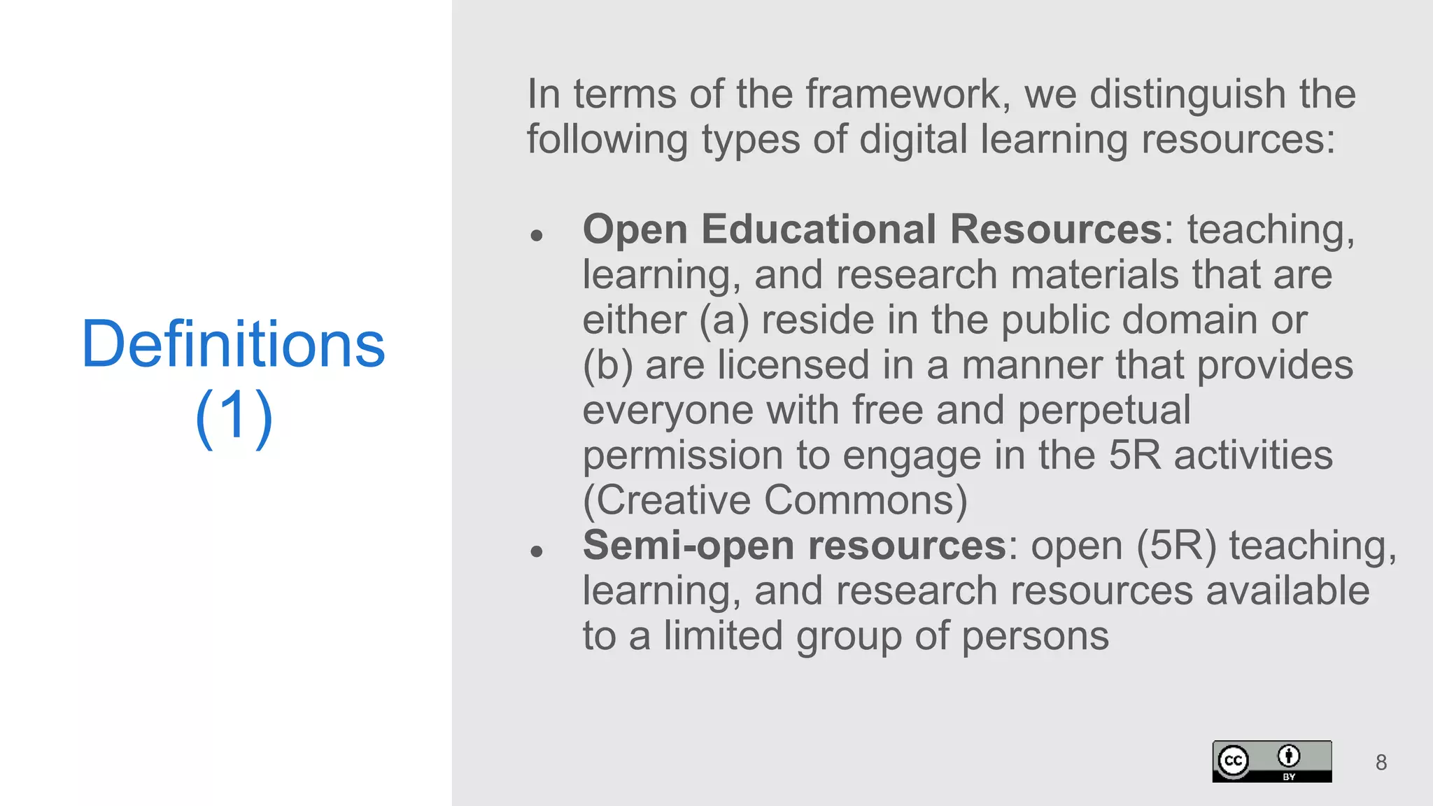 Framework for categorizing digital learning materials | PPT