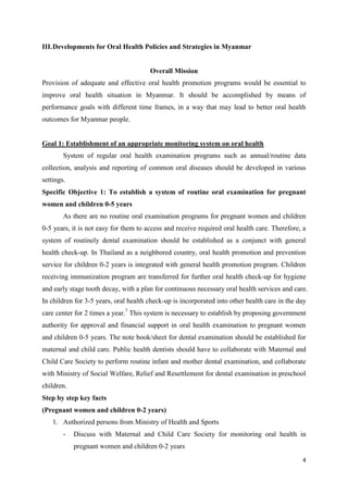 Framework for development of Oral Health Policy and Strategies in ...