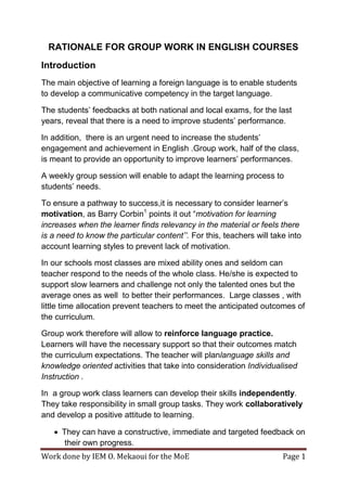 Framework for groupwork in middle school revised version pour fusion | PDF