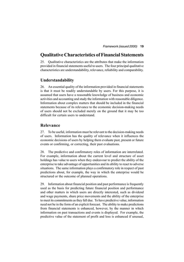Framework for the preparation and presentation of financial statements ...