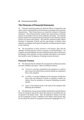 Framework for the preparation and presentation of financial statements ...