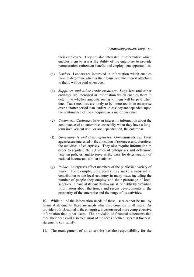 Framework for the preparation and presentation of financial statements ...