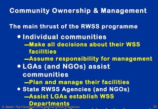 Framework for the rural water supply and sanitation program in nigeria ...