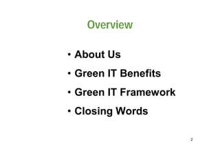 Framework Model For Greening It Green IT Seminar Binus Final | PDF