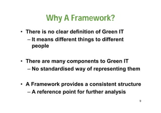 Framework Model For Greening It Green IT Seminar Binus Final | PDF