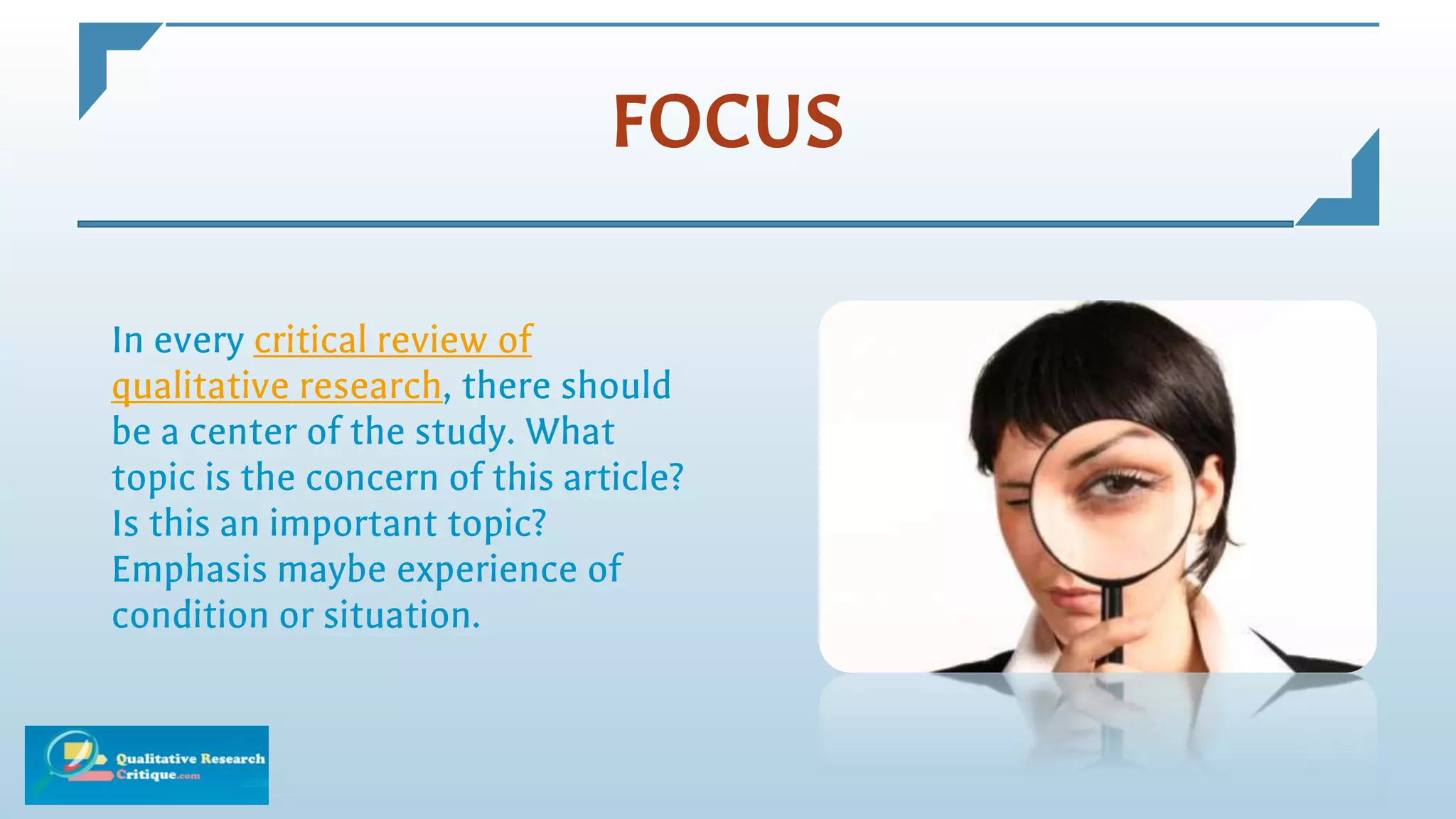 Framework of A Critique Qualitative Research Article | PPTX | Education