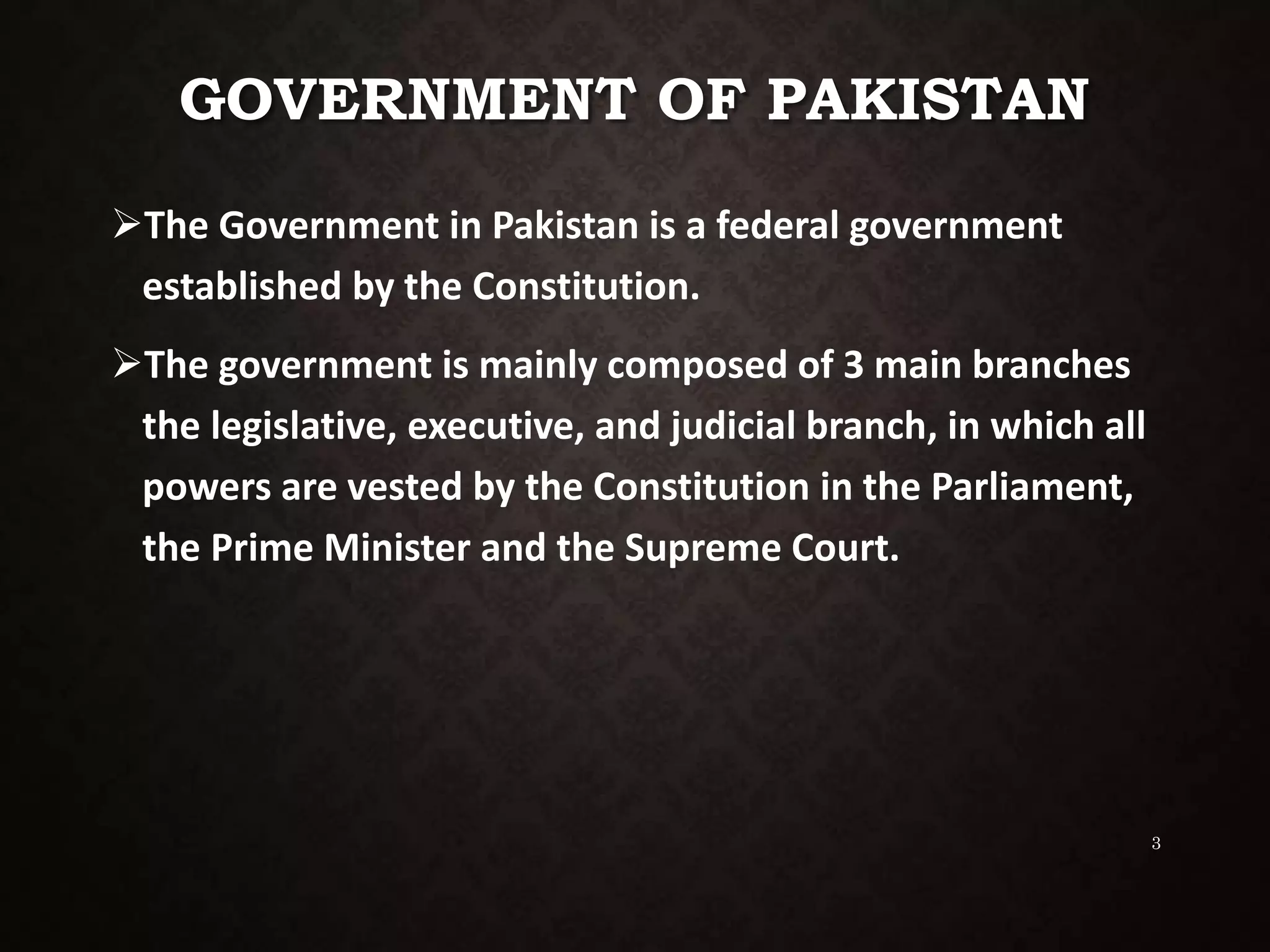 Framework of Government of Pakistan. | PPT