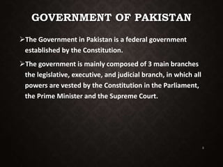 Framework of Government of Pakistan. | PPT
