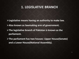 Framework of Government of Pakistan. | PPT