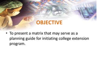 Framework of impact based college extension program | PPTX