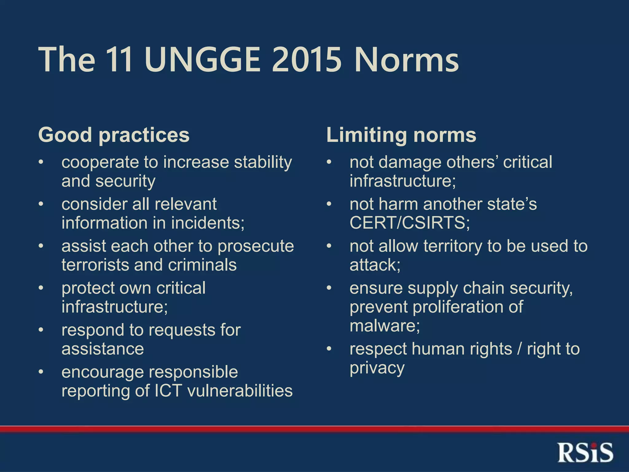 Framework of responsible state behaviour in cyberspace - for Marshall ...