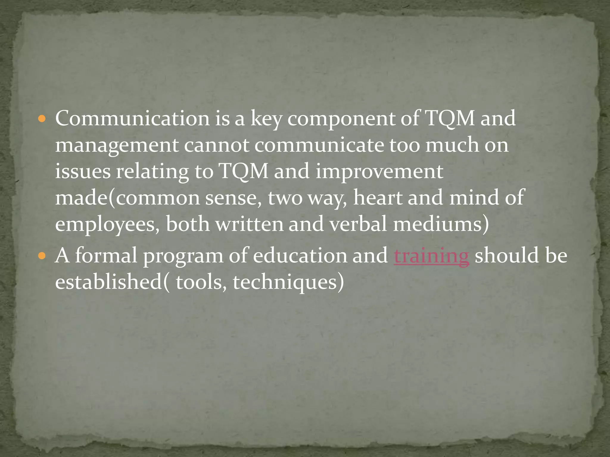 Framework of tqm | PPTX