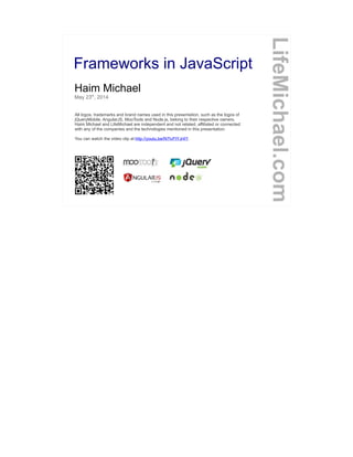 Frameworks in JavaScript | PDF | Web Development | Internet
