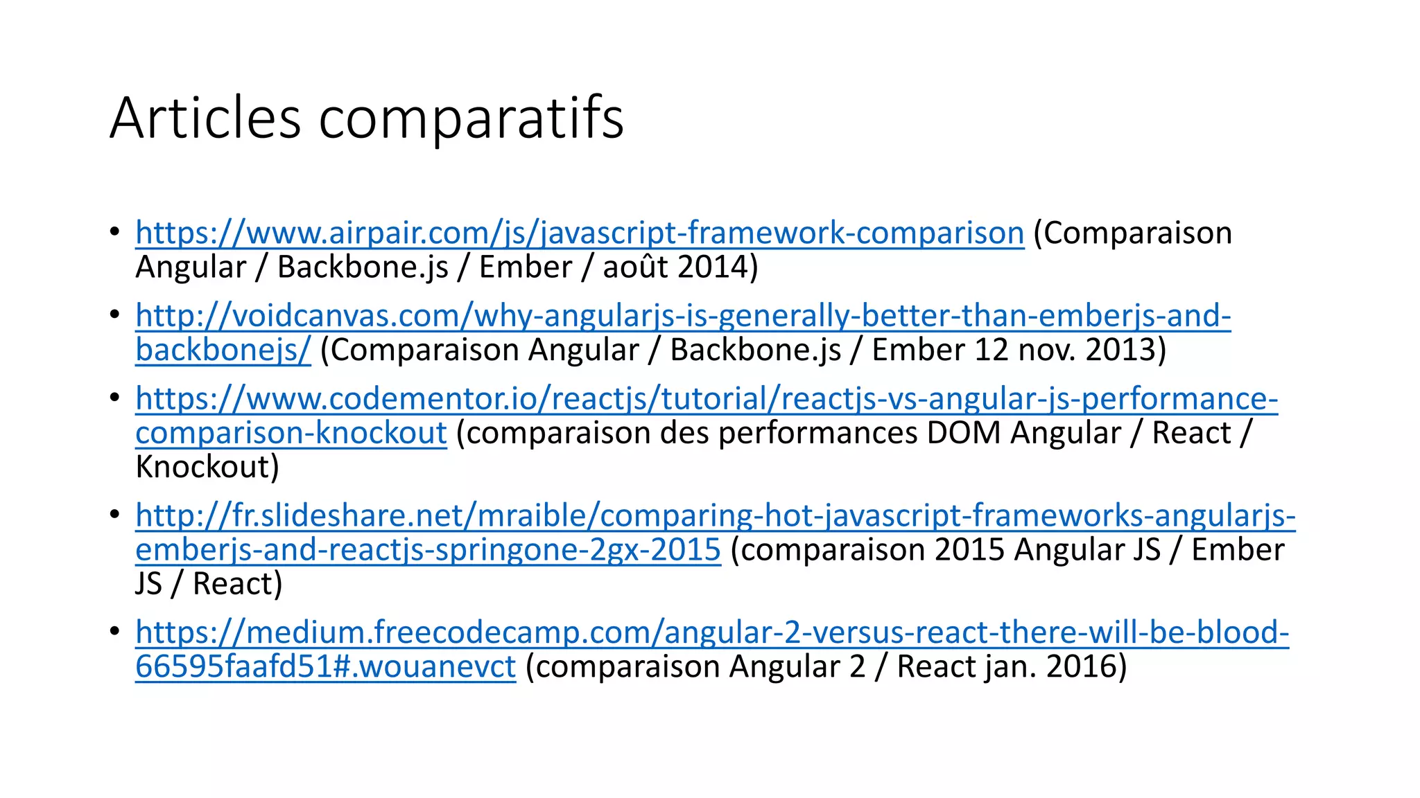 Comparatif des frameworks js mv | PPT
