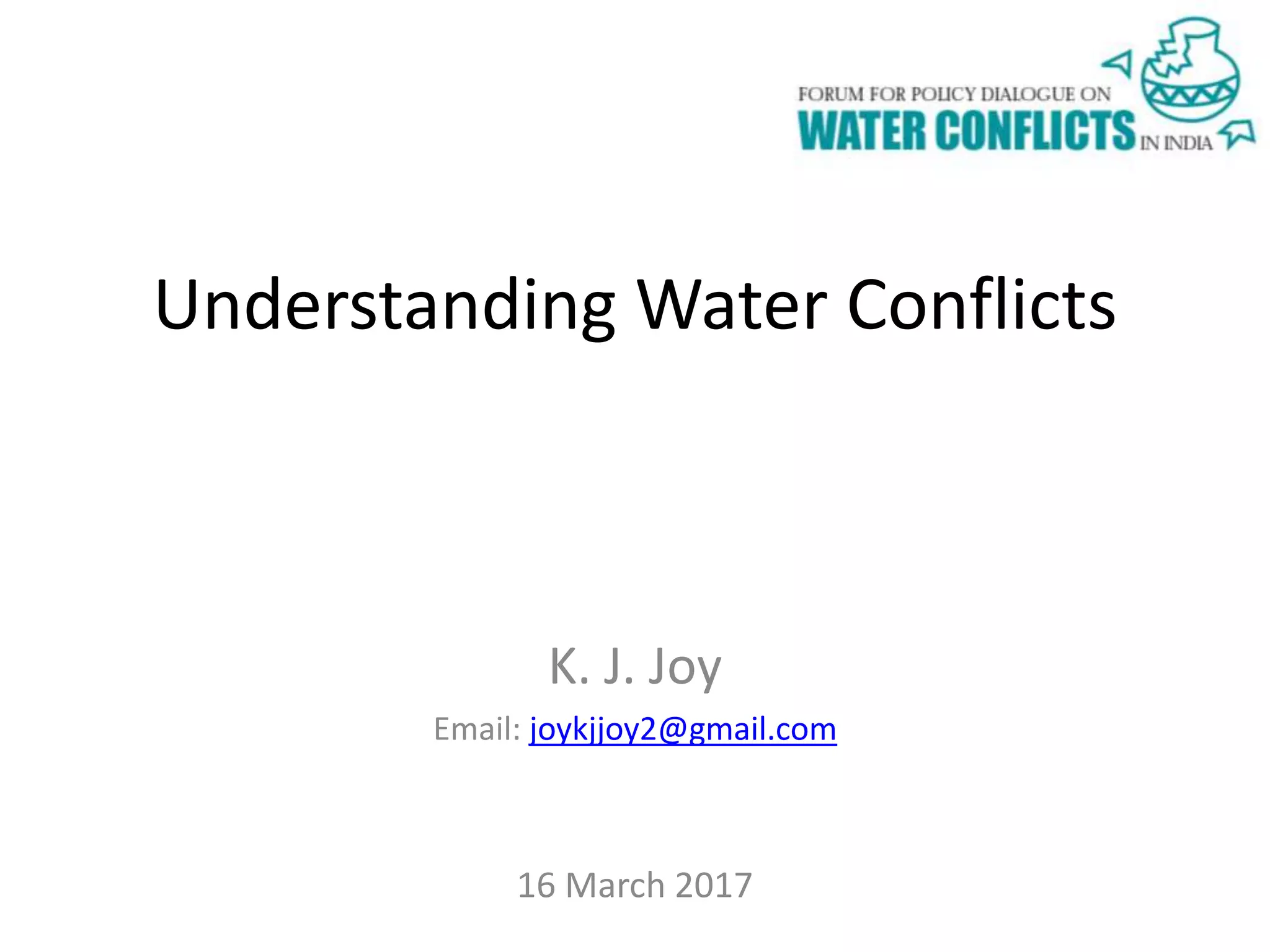 Framework to understand water conflicts | PPTX