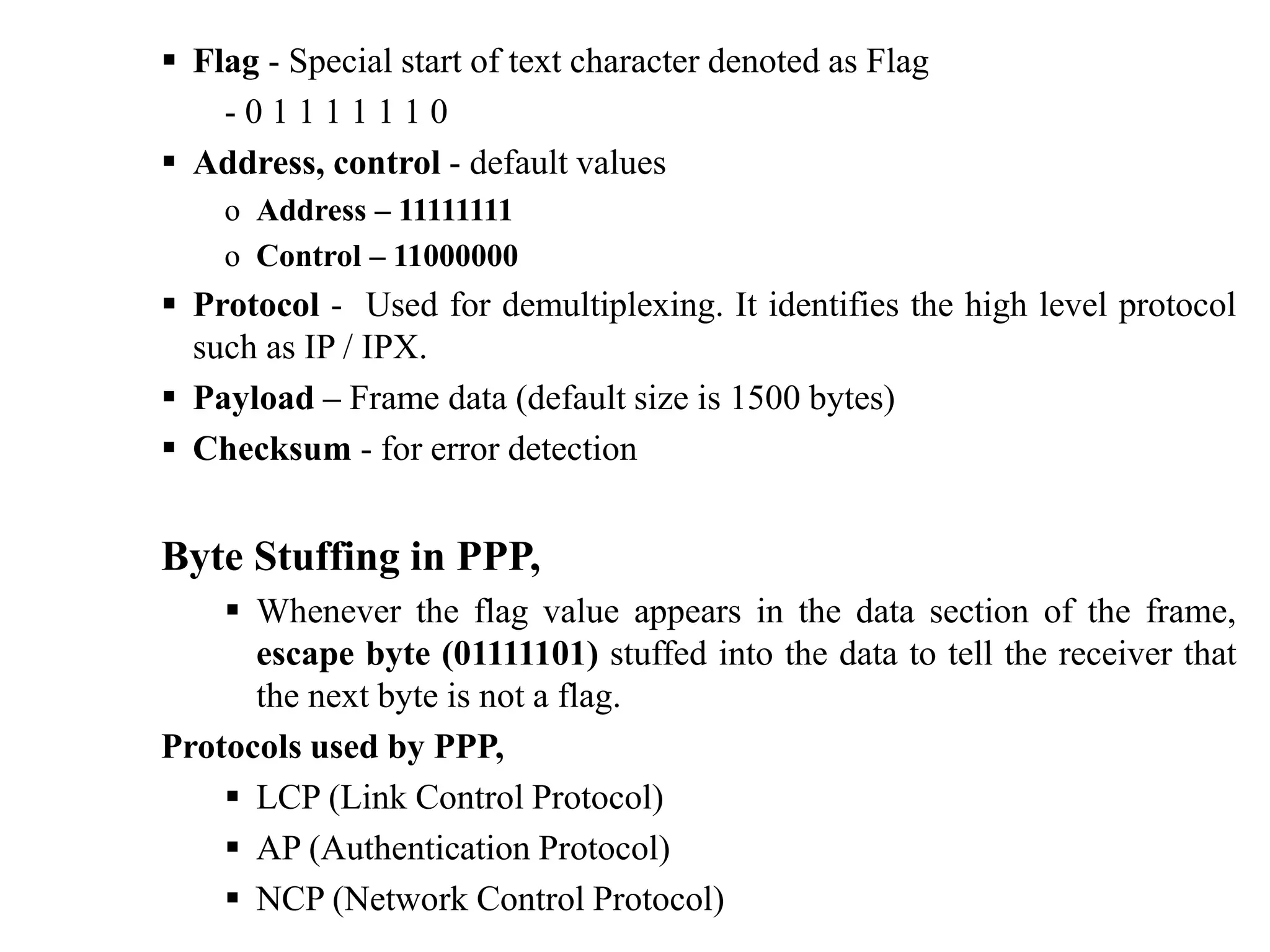 Framing Protocols | PPSX | Computer Networking | Computing